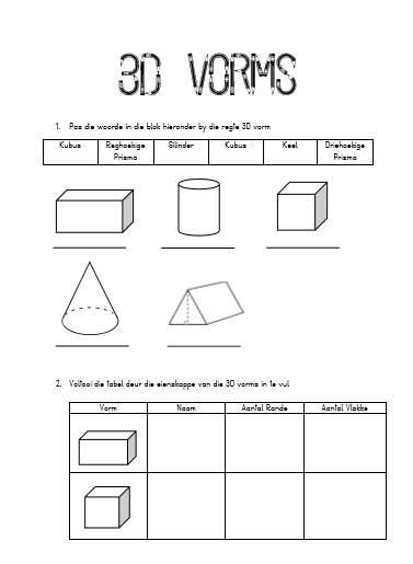3D vorms werkkaarte - Juffrou 911