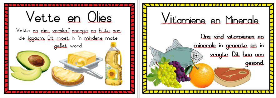 Voedselsoorte + Gesonde bord kos + Voeselpiramide - Juffrou 911