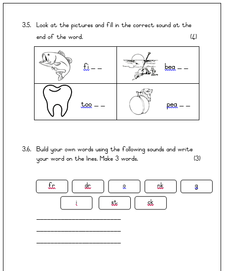 Gr.1 English Home Language Assessment Term 4 - Juffrou 911
