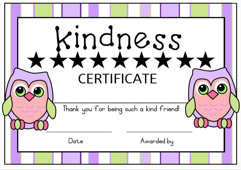 Kindness Award Certificate Printable at Bryan Hanes blog