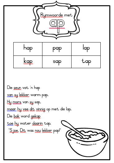 GRAAD 1 Rymwoorde met rympie en werkkaarte - Juffrou 911