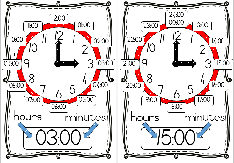 Digital time wall posters and worksheets - Juffrou 911